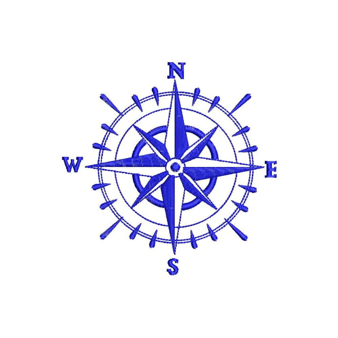 Compass Embroidery Design - Instant Download Filled Stitches Embroidery ...