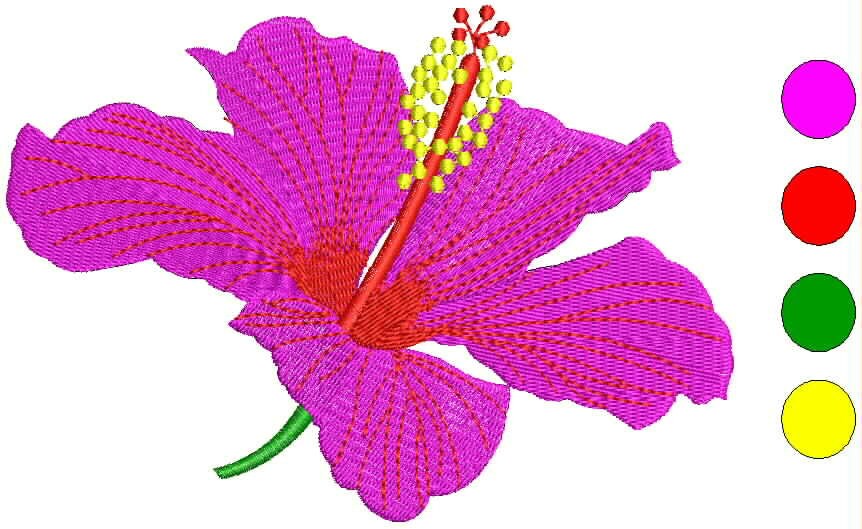 Hibiscus Embroidery Design 3 Sizes Fill Stitch Instant Download ...