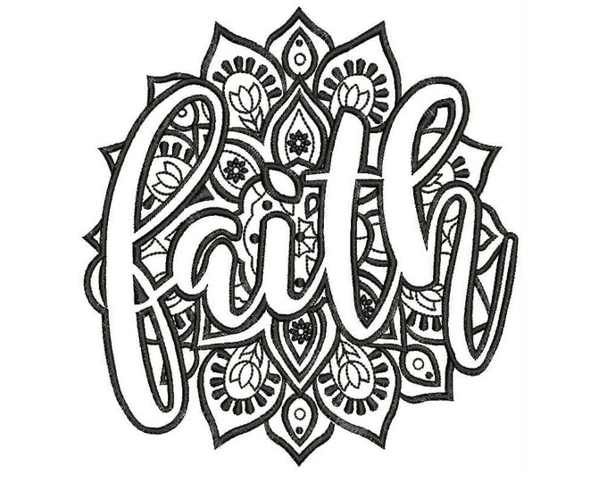 Faith Mandala Machine Embroidery Design - Instant Download Embroidery ...