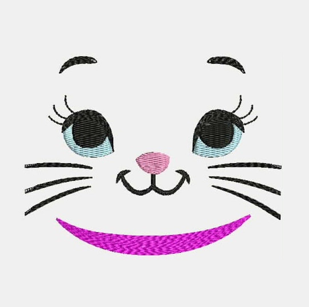 Cat Face Machine Embroidery Designs Instant Download Filled Stitches ...