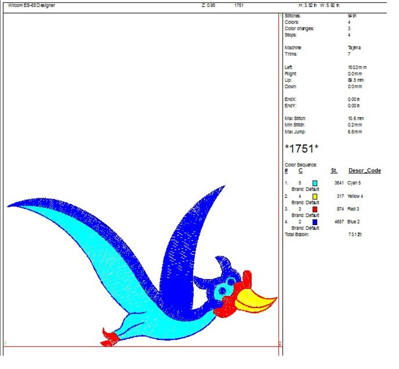 Dinosaur Embroidery Designs Chart Instant Download Filled - Etsy