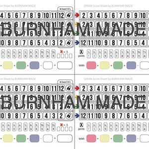 QUIXX Game Score Sheets - 2 Versions - Etsy