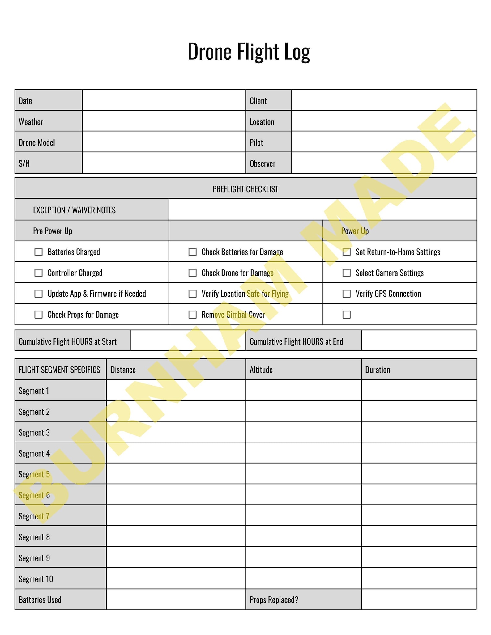 Drone Flight Log and Preflight Checklist - Etsy