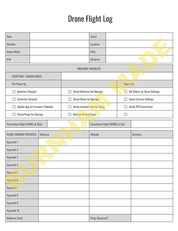Drone Flight Log and Preflight Checklist | Etsy Canada