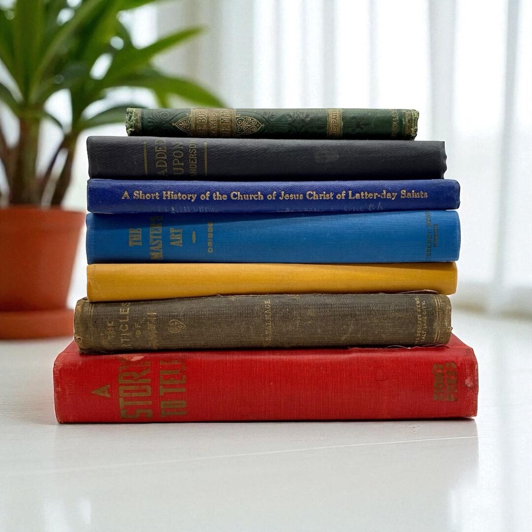 Antique LDS Mormon Religious Hardcover Book Collection Colorful Library ...