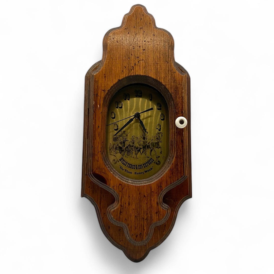Wells Fargo and Cos Express Vintage Wooden Wall Clock Gold Rush ...