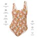 Hippie Daisy One Piece Swimsuit Boho Vintage Style Orange 70s Retro ...