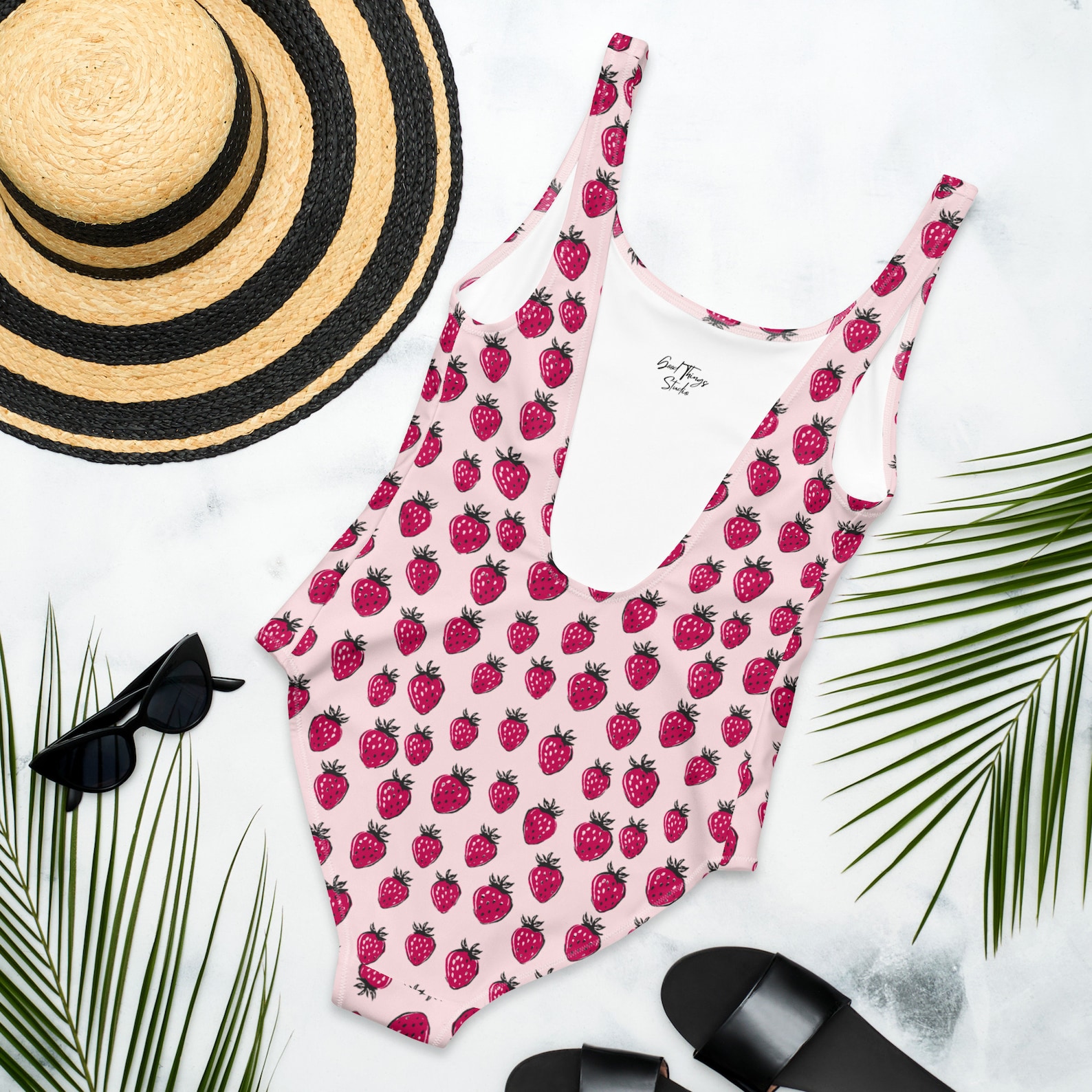 Strawberry Swimsuit Strawberry One Piece Cheeky One Piece Swimsuit ...