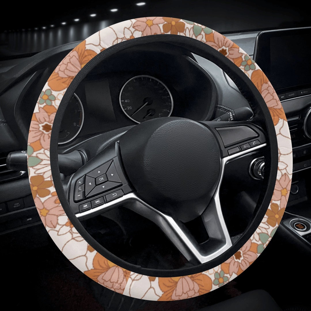 Retro Daisy Steering Wheel Cover Car Accessories for Women Boho Seat ...