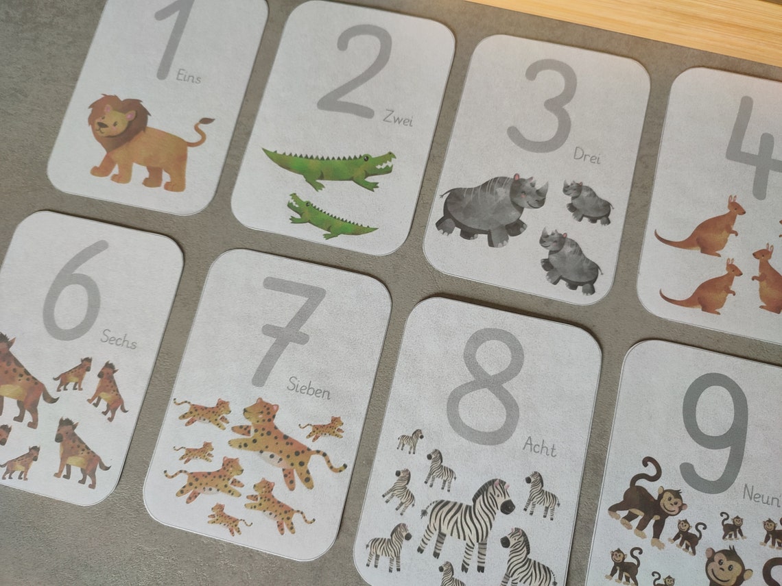 Numbers 1-10 Flashcards Wild Animals, Flashcards Numbers, Learning to ...