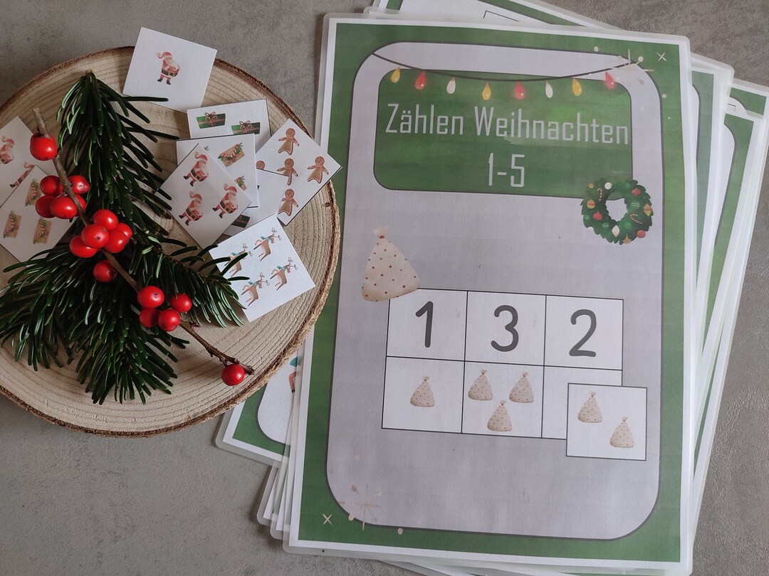 Counting Christmas 1-5, Velcro Counting Folder, Worksheets Numbers 1-5 ...