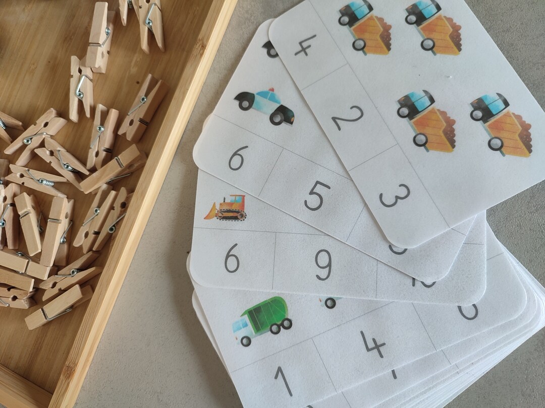 Learning Numbers 1-10 Clip Cards Vehicles, Learning Cards 1-10 ...