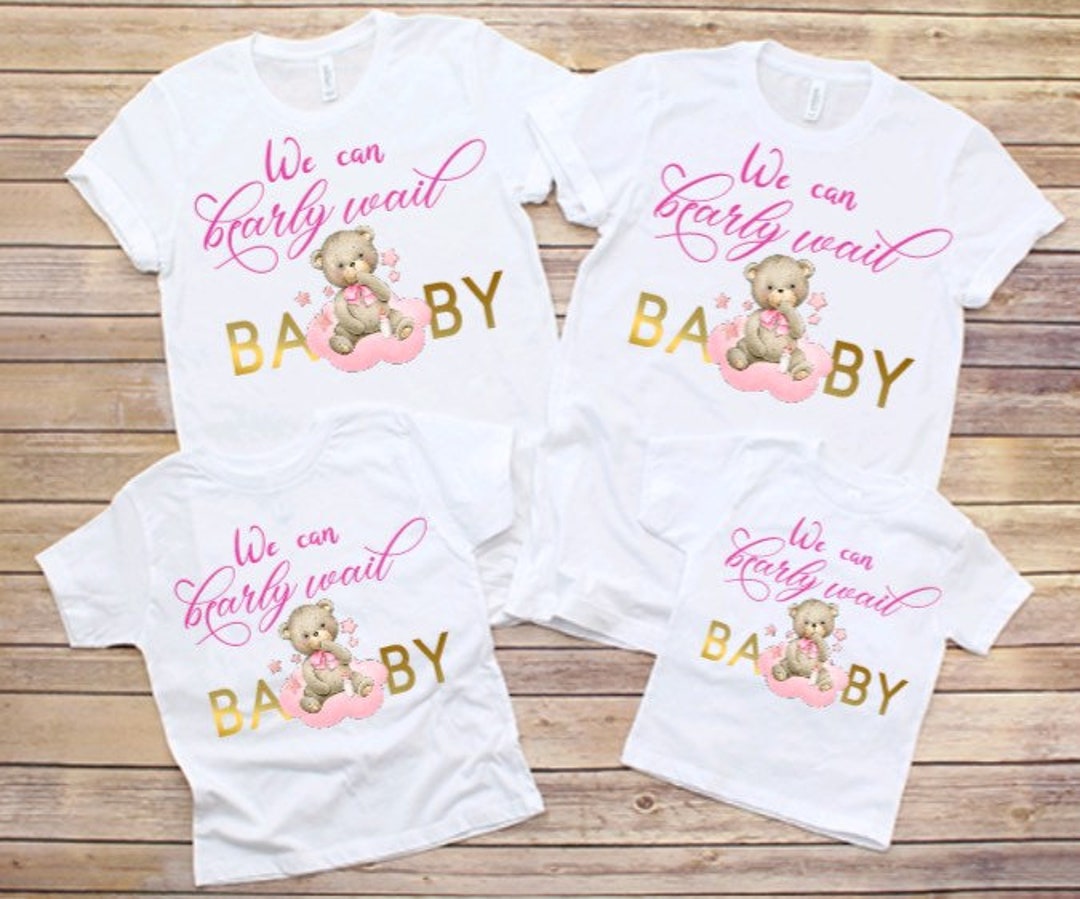 Baby Shower Matching Shirts. Can Bearly Wait Baby Shower Shirts Boy ...