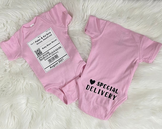 Ups Label Baby, Welcome Baby. Pregnanncy Announcement.ups Mom.ups Dad ...