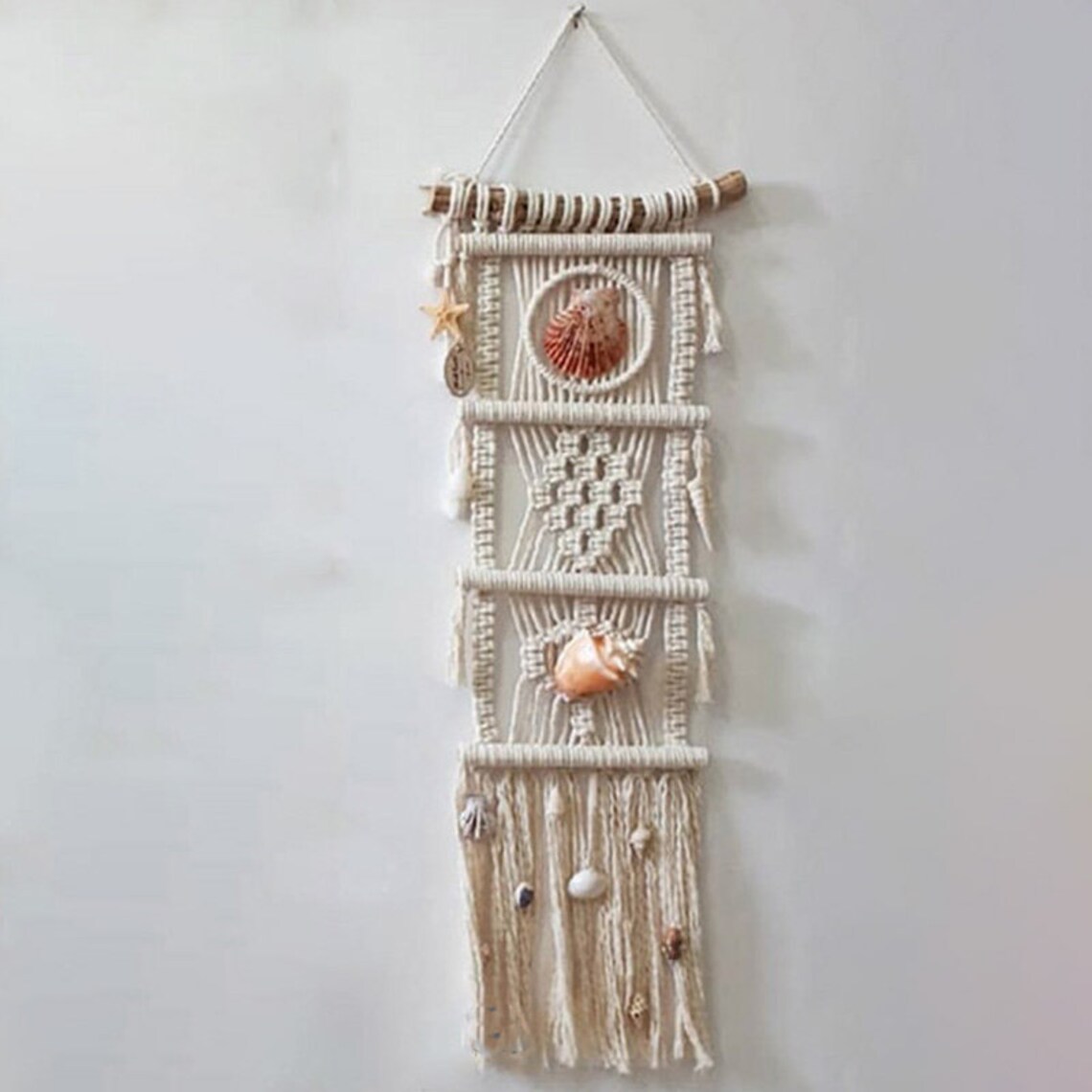 Hanging Shell Art for Nautical Decor or Garden Bohemia Woven - Etsy