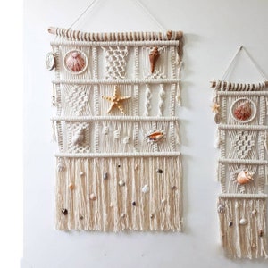 Hanging Shell Art for Nautical Decor or Garden Bohemia Woven - Etsy