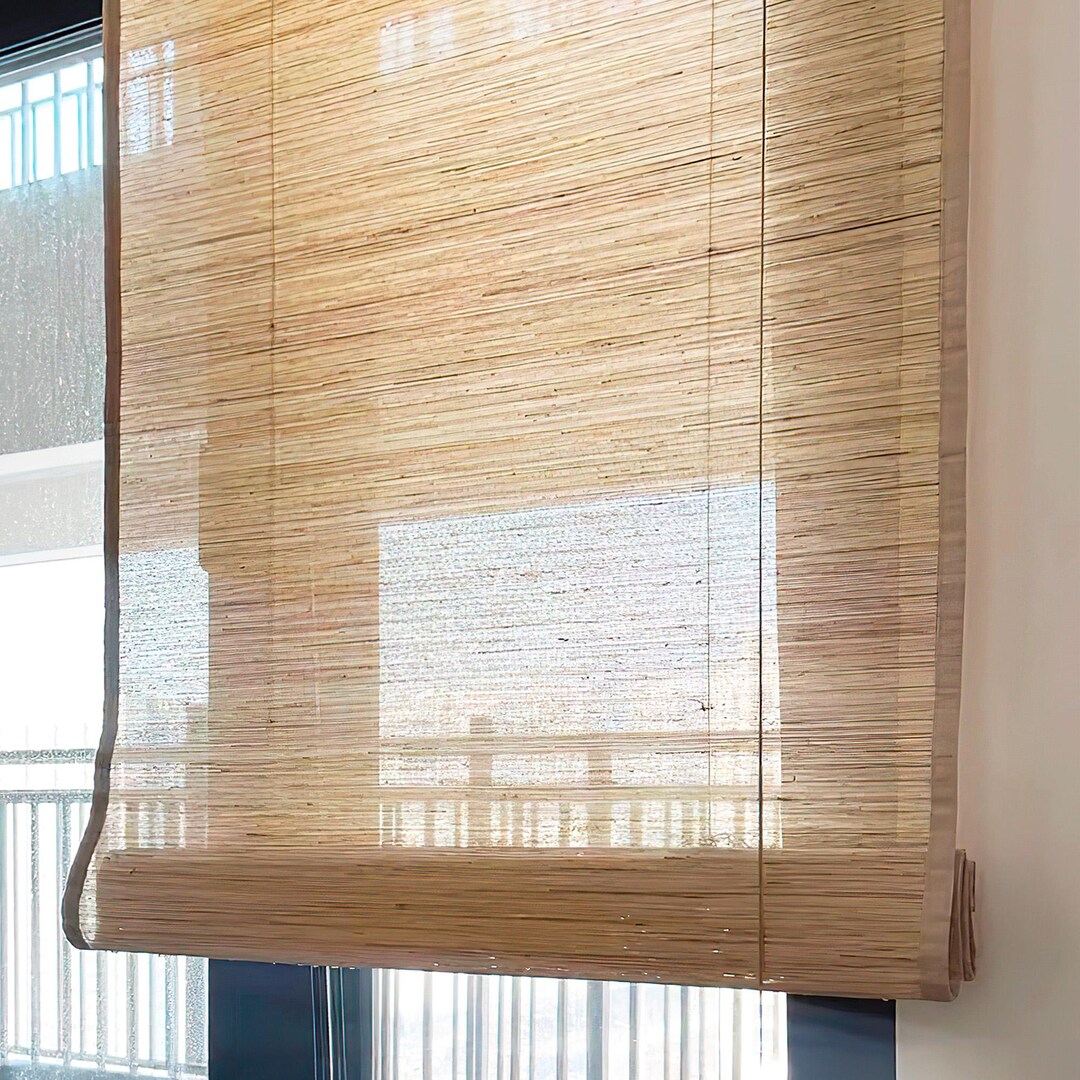 Natural Pure Ramie Pull-up Curtain - Custom Size Manual Lift Blinds for ...