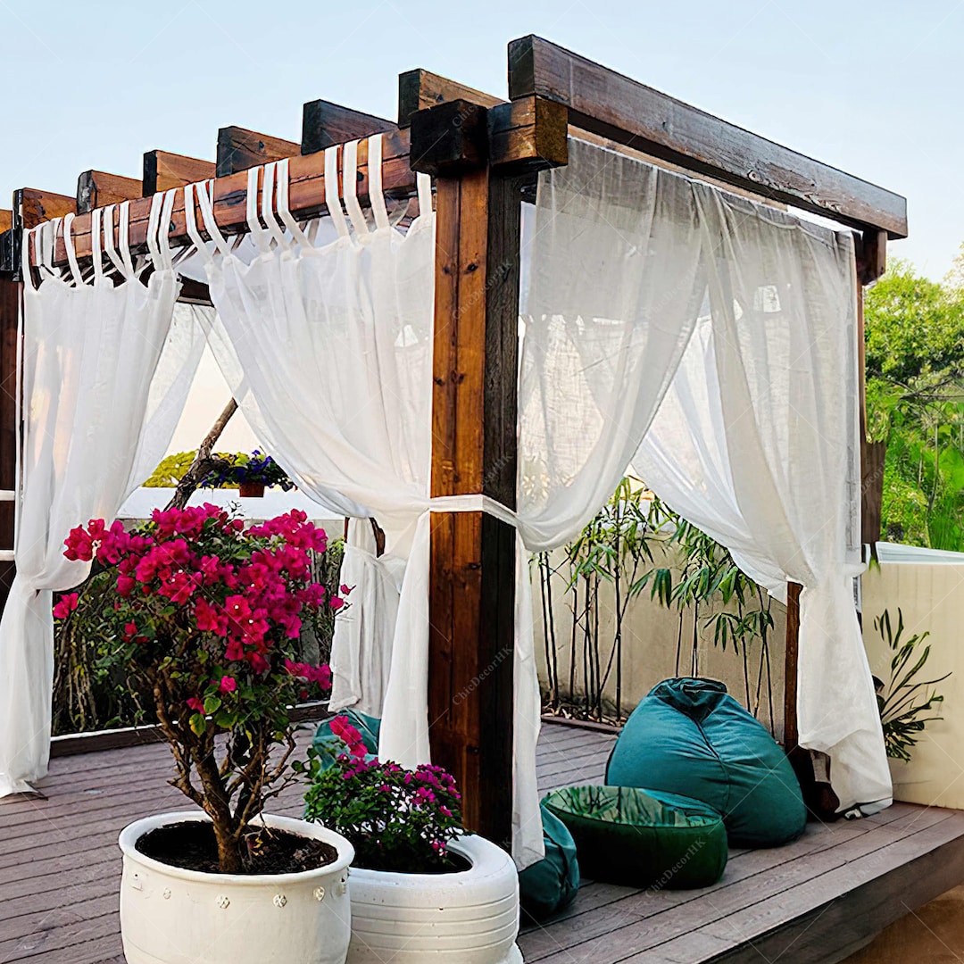 Retro Style Waterproof and Rainproof Curtains | Thick Line Hemp ...