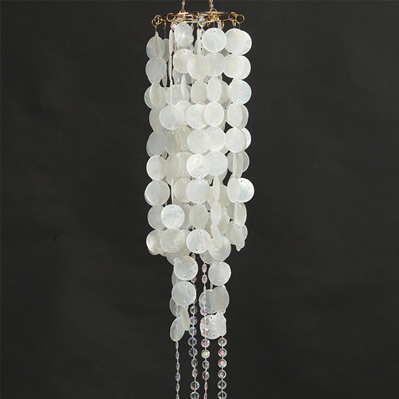 White Round Capiz Shell Wind Chime Beach House Decor - Etsy