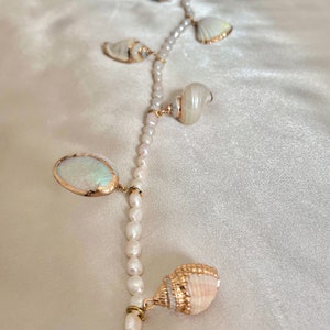 Handmade Pearl and White Seashell Necklace, Natural Freshwater Pearl ...