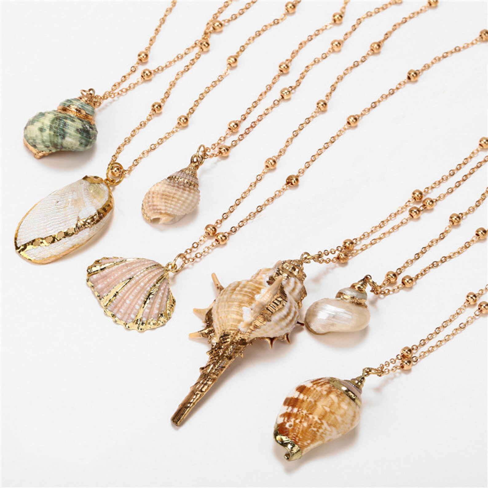 Gold Plated Shell Necklace Boho Shell Necklace Layering - Etsy