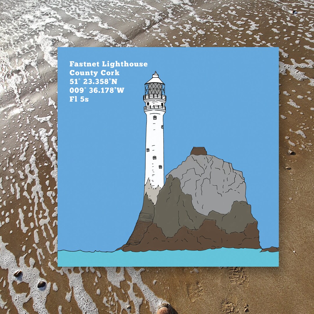 CARD Fastnet Lighthouse With Coordinates - Etsy