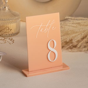 Peach Acrylic Table Numbers Wedding Table Decor Gold Table Numbers ...