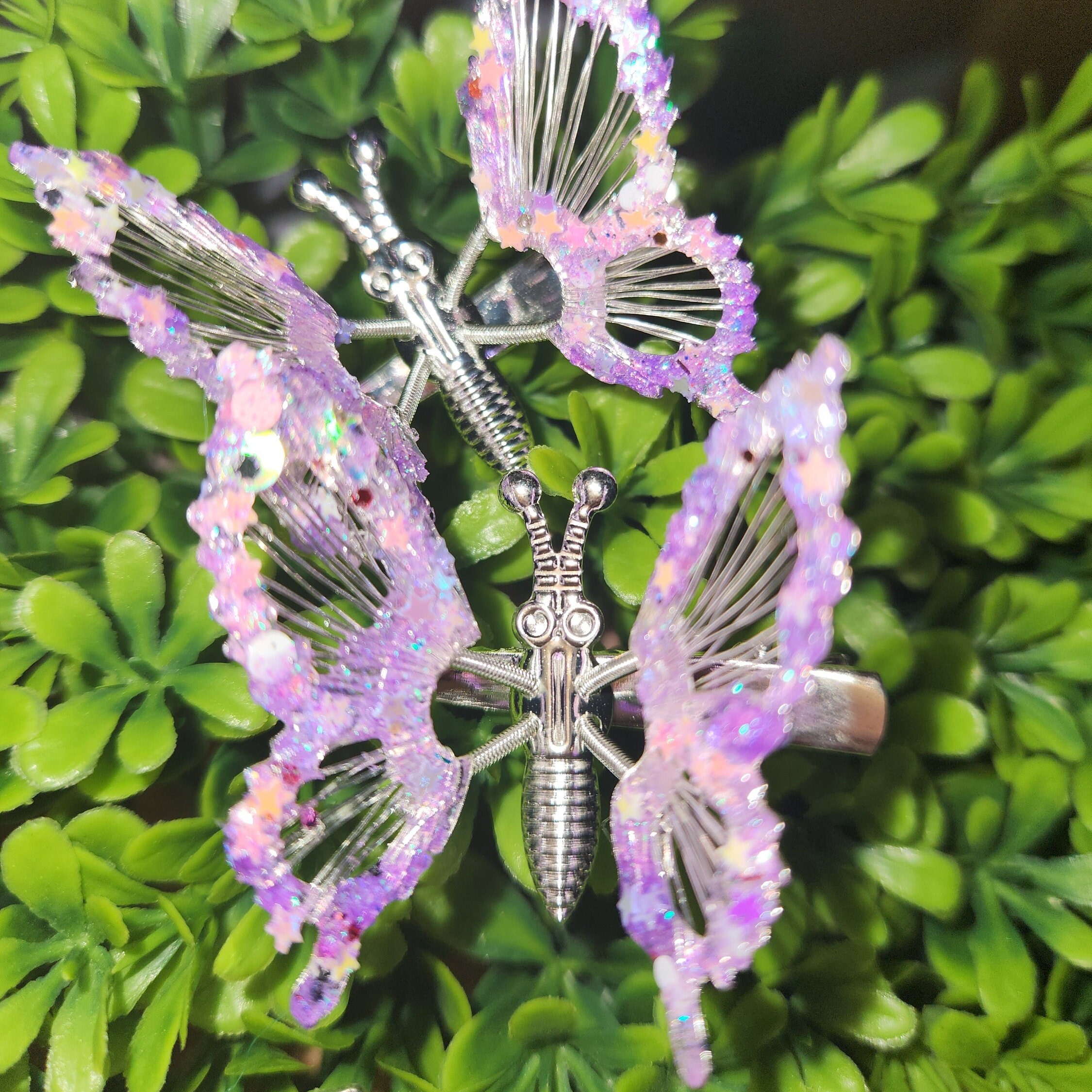 Customized Pair of Glitter Butterfly Moving Hair Clips - Etsy