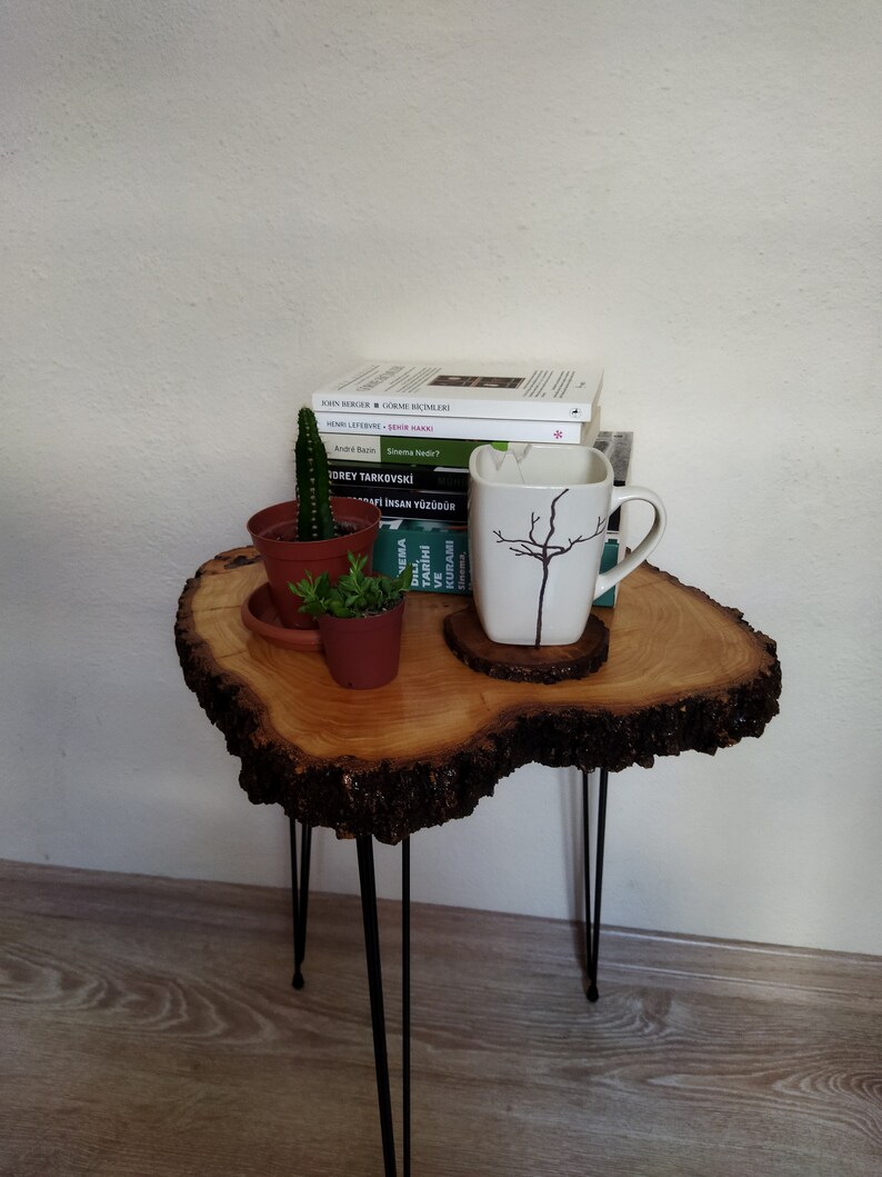 Natural Wood Coffe Table Plant Stand Wood Slab Coffee Table - Etsy