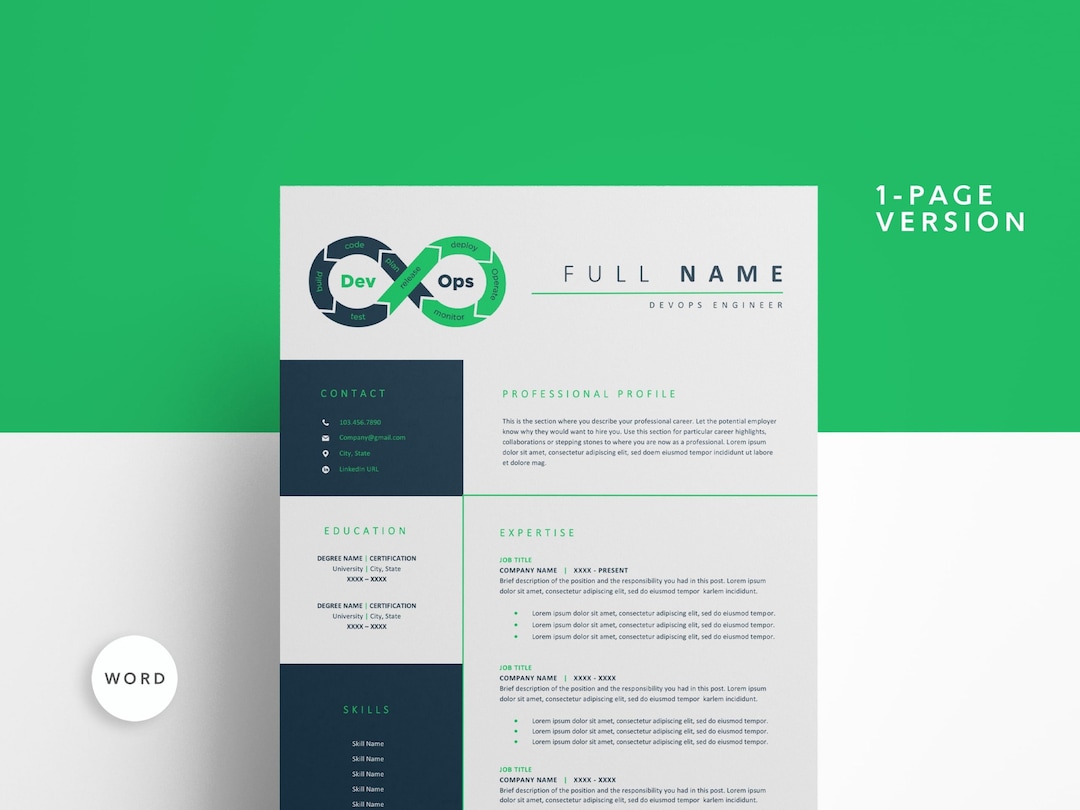 Devops Engineer Resume Template - Etsy