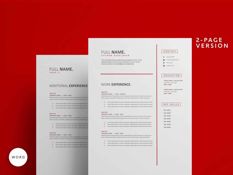 Python Developer Resume Template - Etsy