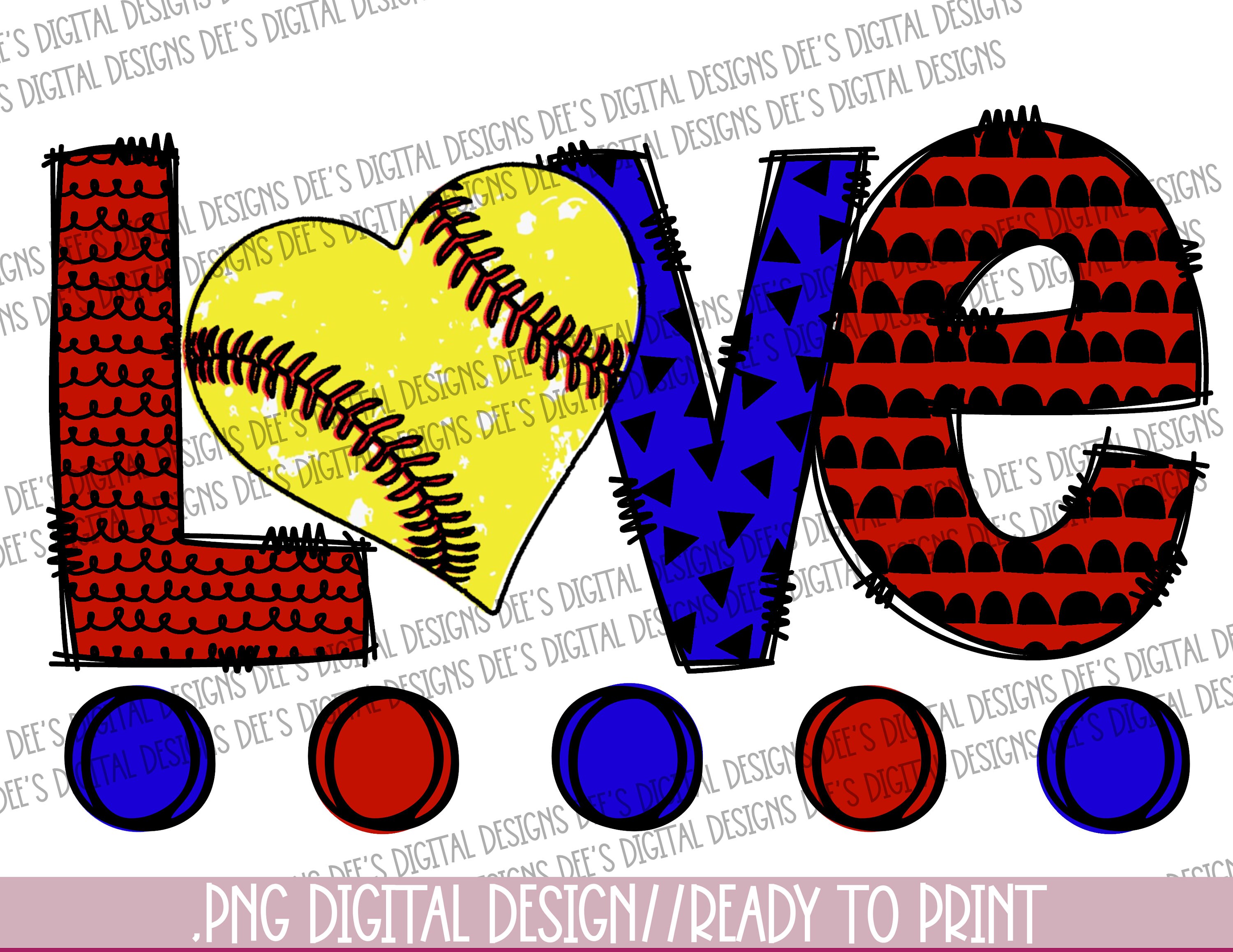 Softball,red, Blue, PNG Digital File - Etsy