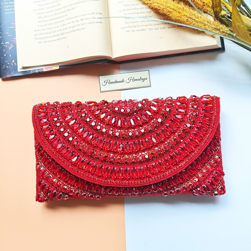 Red Leather Clutch - Etsy