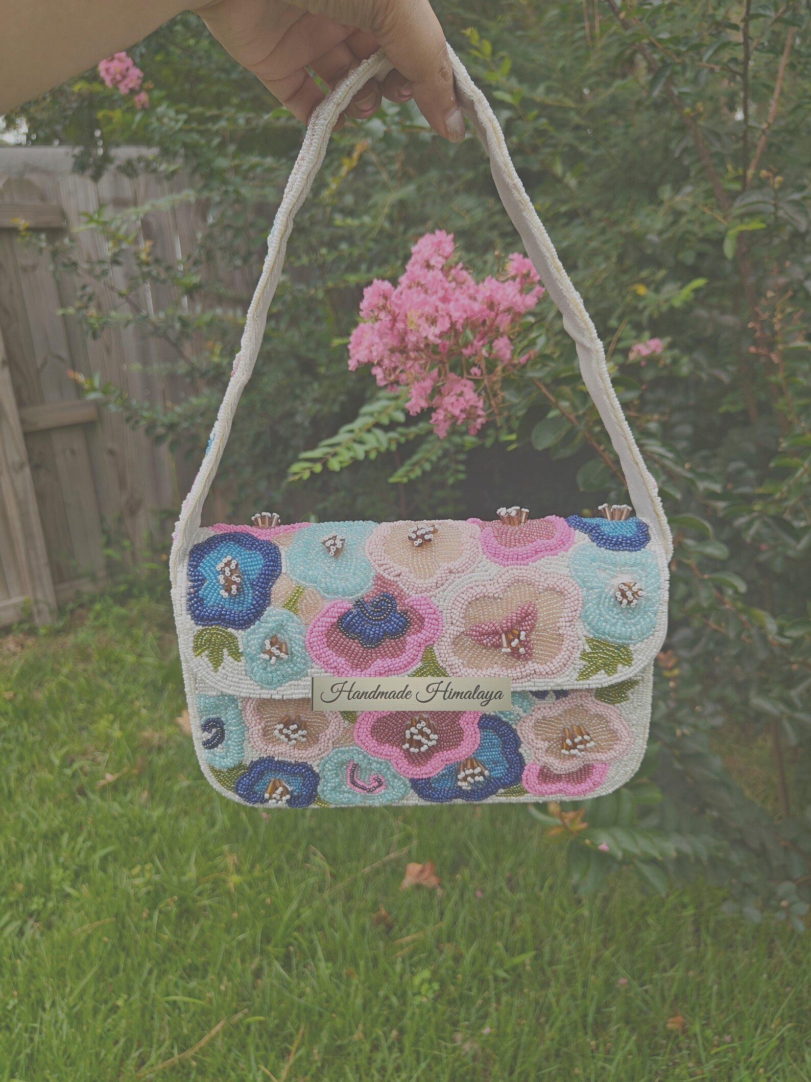 Floral Beaded Bag | 3D Colorful Pastel Flower Wedding Bridal Shoulder ...