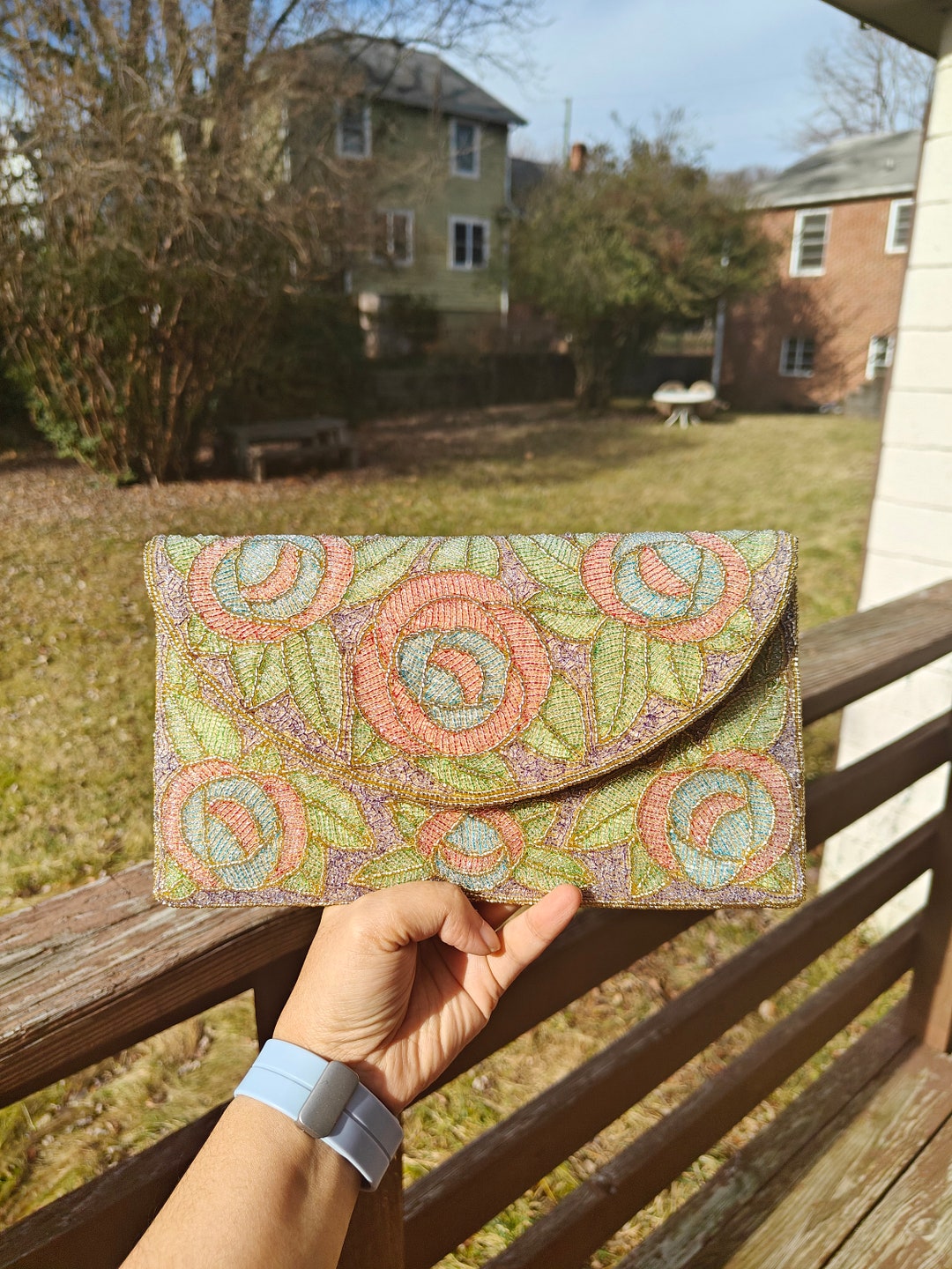 Beaded Clutch Purse, Seed Beaded Crossbody Bag, Party Evening Handbag ...