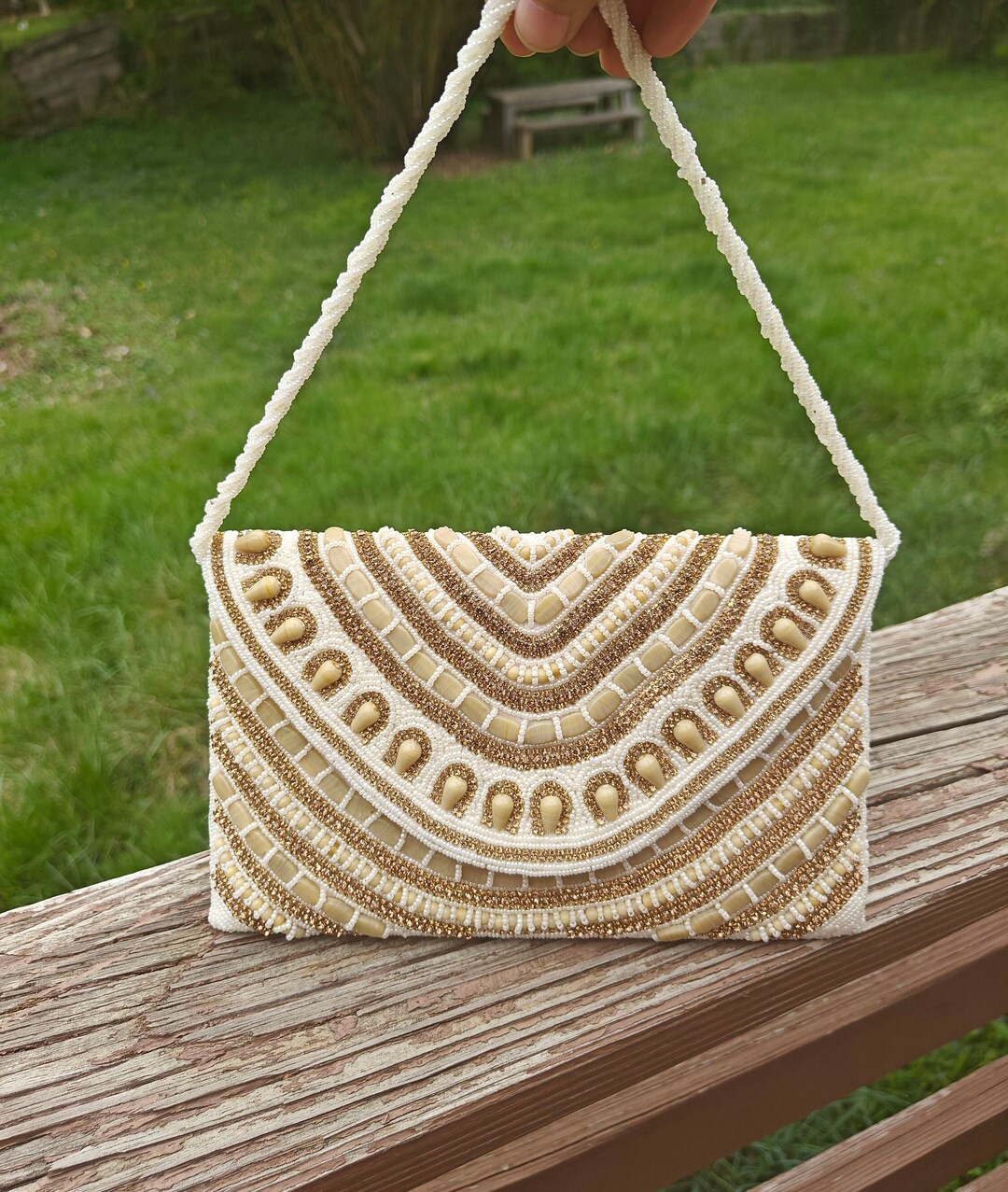 Cowrie Shell Clutch, Beach Wedding Purse, Crossbody Purse, Gold Ivory ...