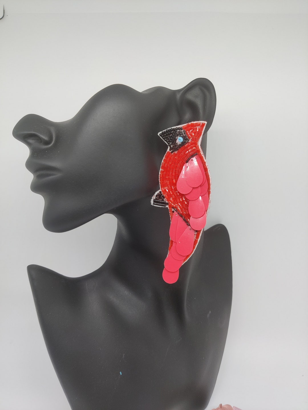 Cardinal Bird Beaded Earrings, Bird Beaded Earrings, Boho Earrings ...