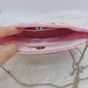 Double Side Beaded, Pink Beaded Clutch, Pink Beaded Tote Bag, Beaded ...