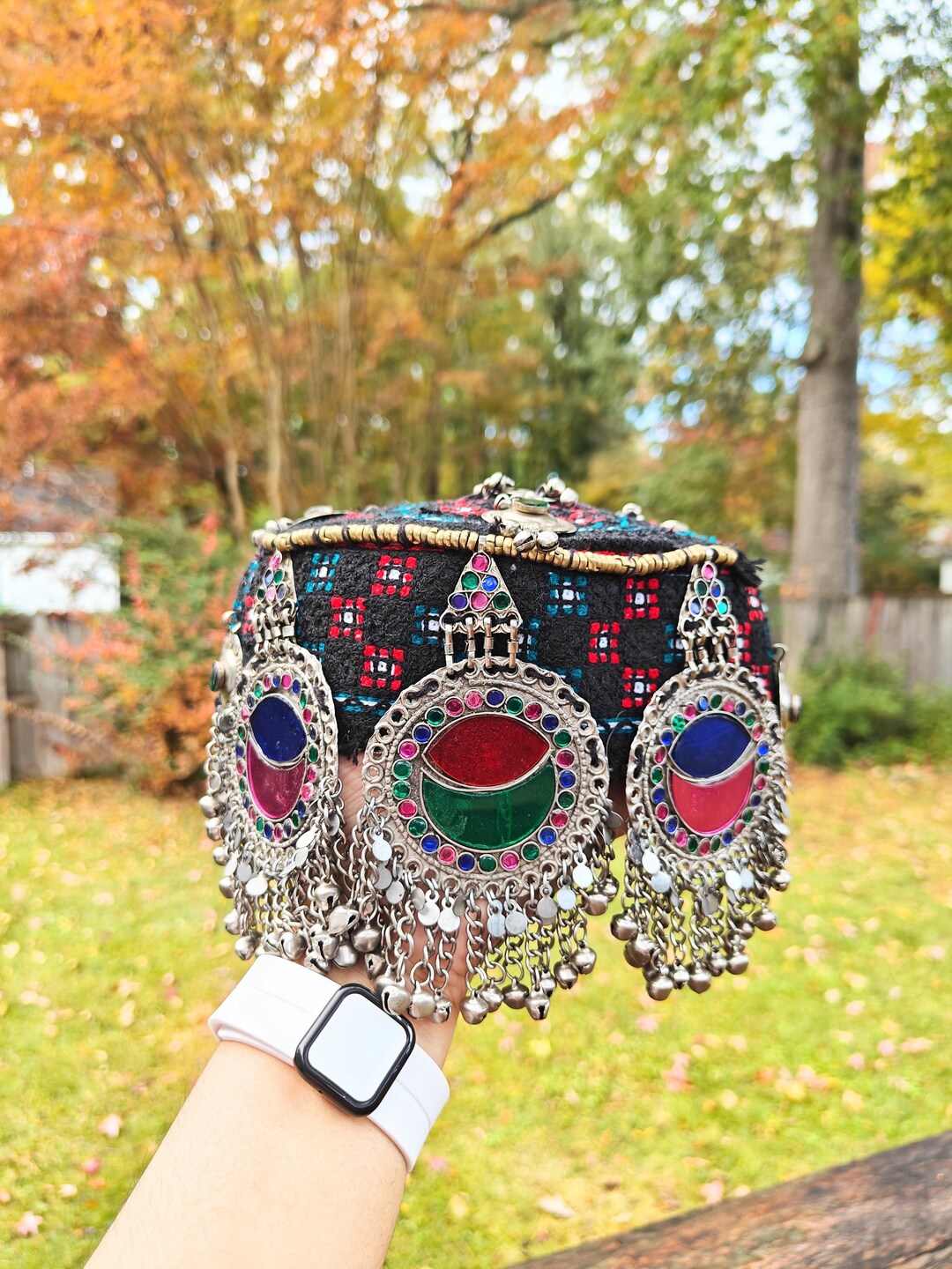 Vintage Afghan Kuchi Cap: Tribal Belly Dancer Afghan Hat With Mirrors ...