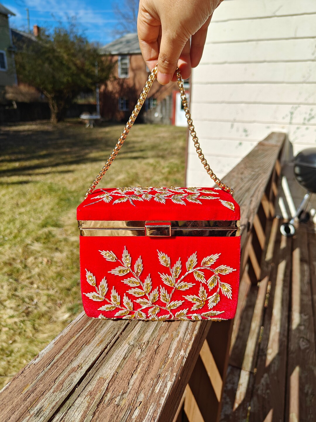 Red Box Clutch, Red Clutch Purse, Square Box Clutch Purse, Indian ...