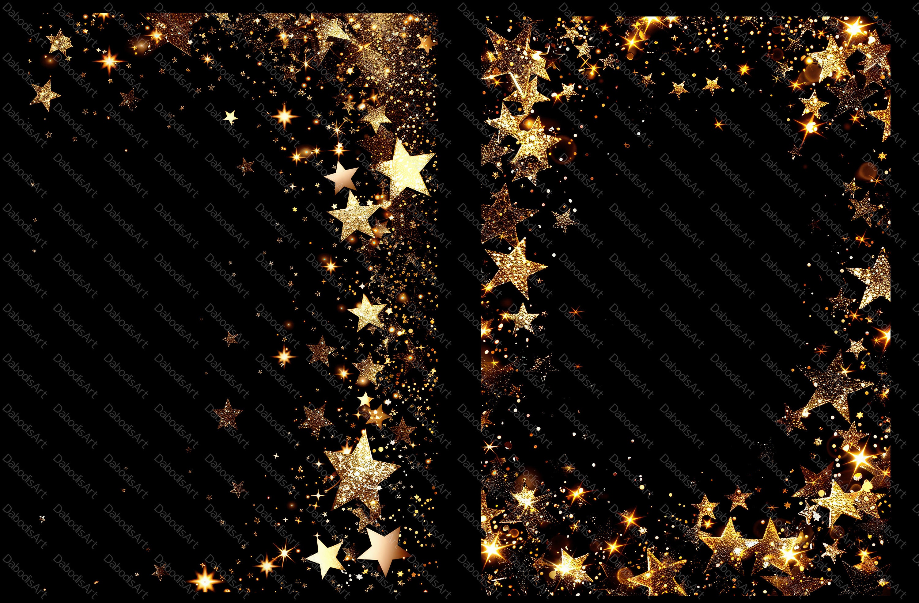 20 Gold Glitter Stars Background. Stars Frame. Glitter Border. Wedding ...
