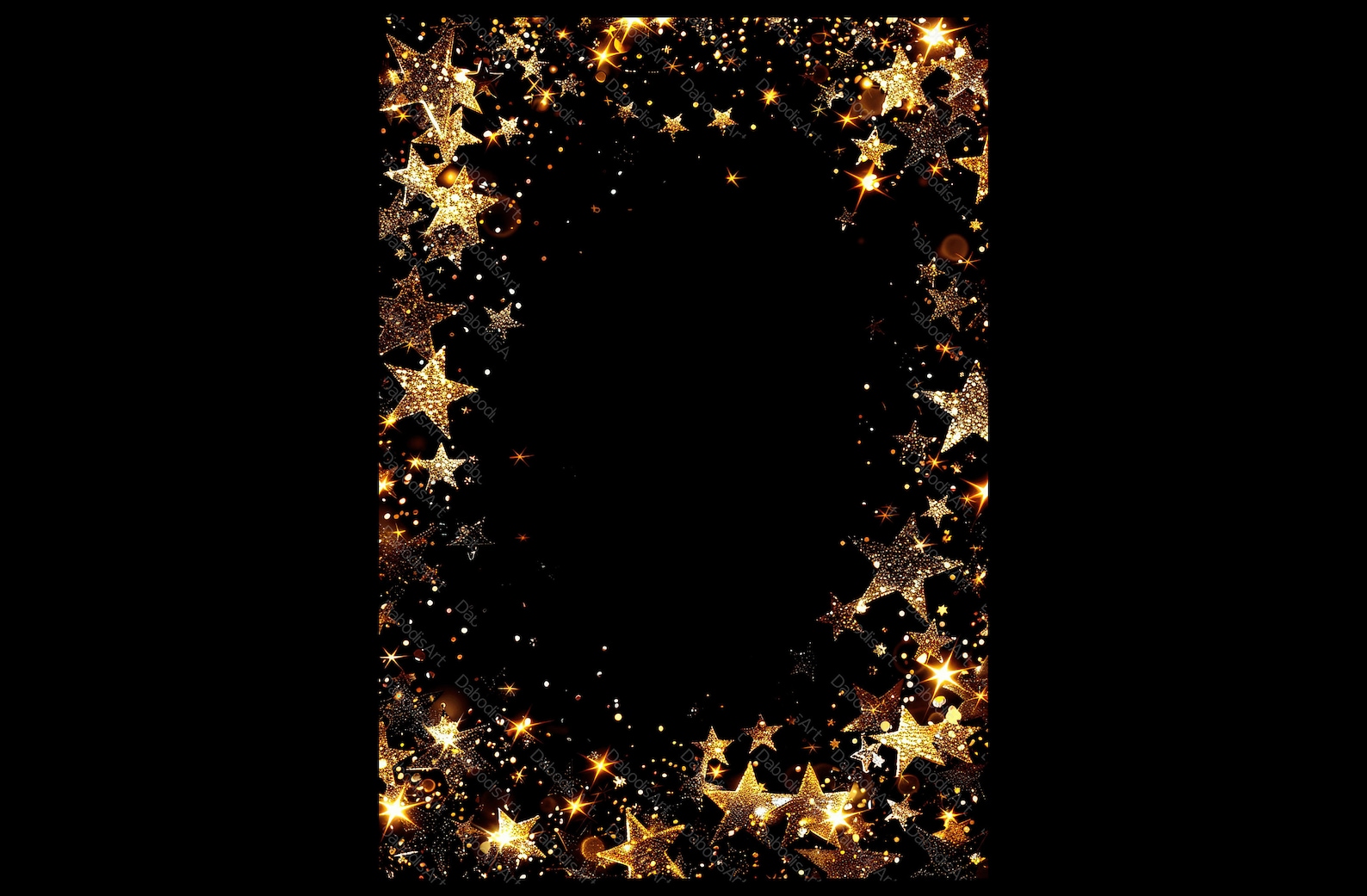 20 Gold Glitter Stars Background. Stars Frame. Glitter Border. Wedding ...