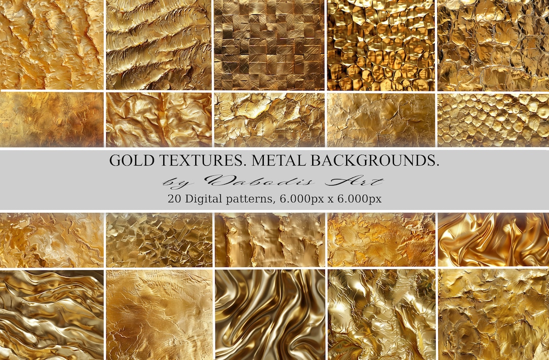 20 Gold Textures. Metal Background Clipart. Golden Digital Paper ...