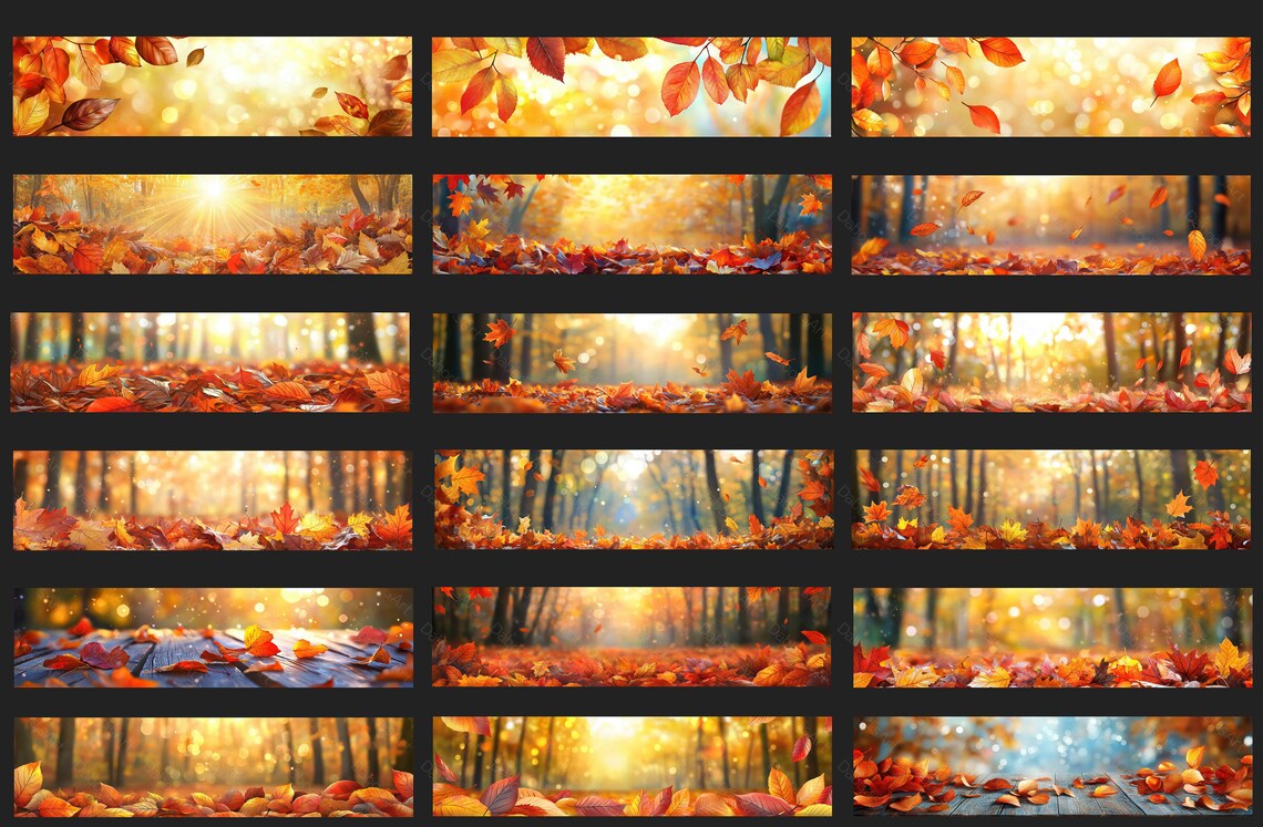 85 Autumn Foliage Nature Banners. Modern Design. Forest Landscape ...