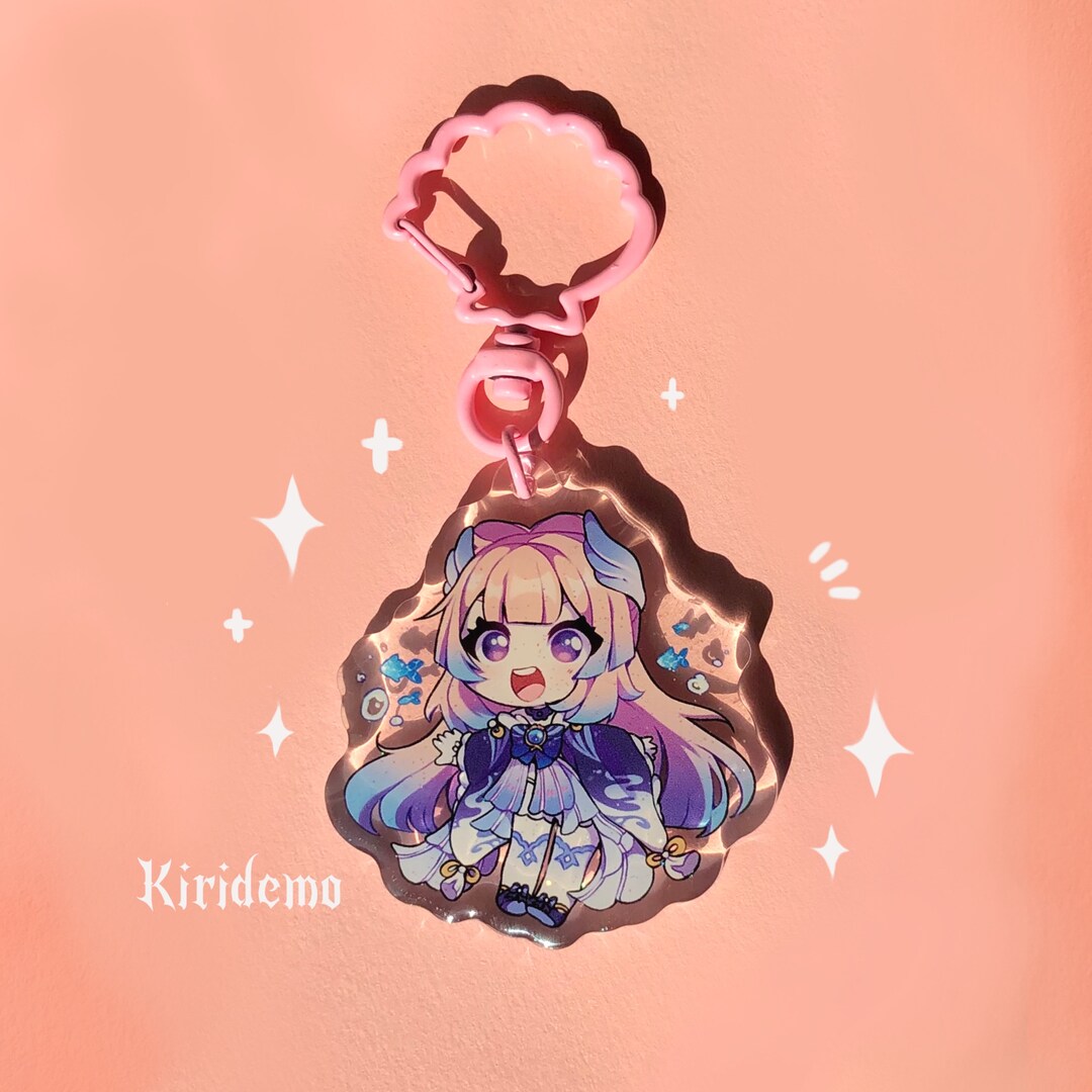 Kokomi Chibi Glitter Keychain - Etsy