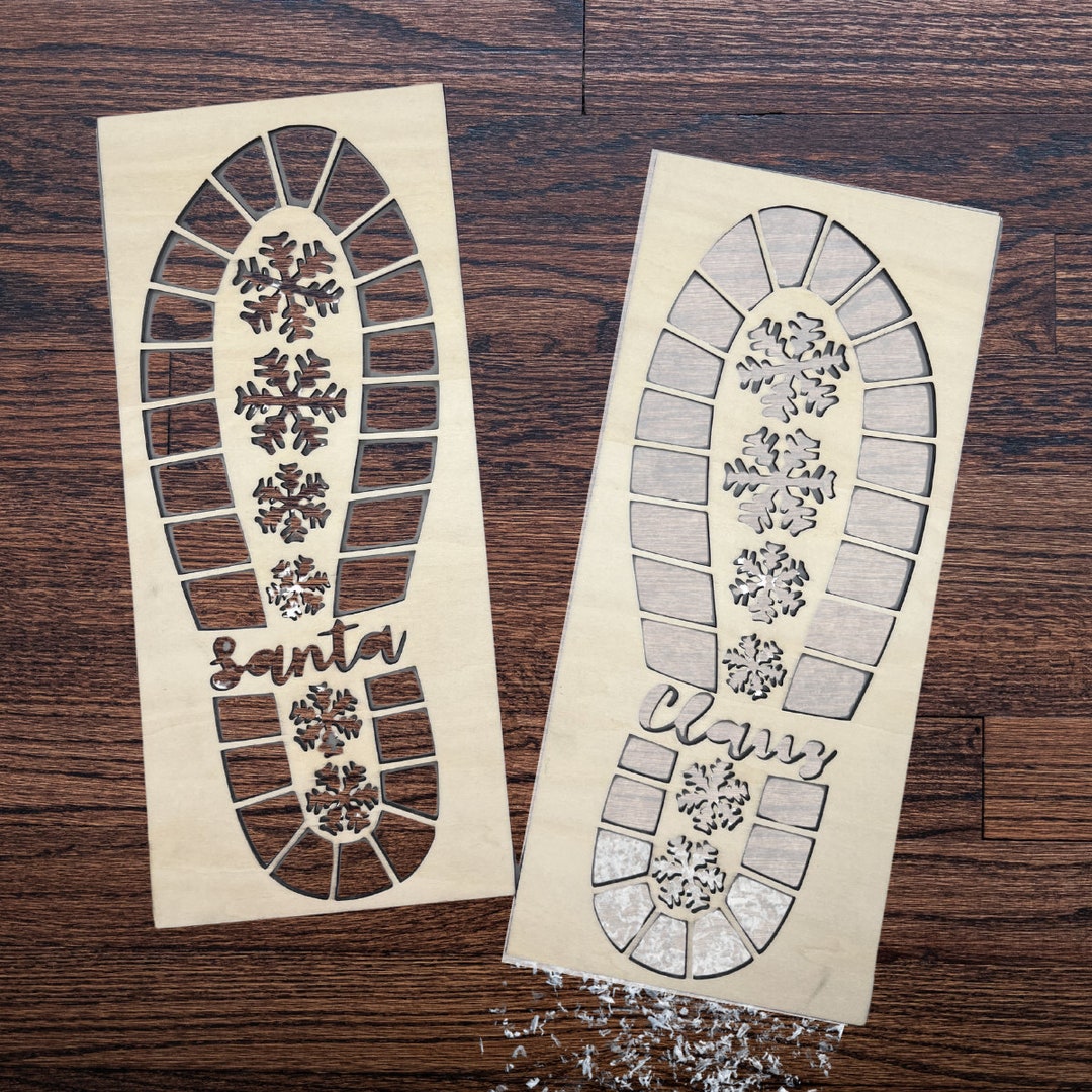 Santa Boot Print Wood Stencils, Christmas Morning Santa's Boot, Flour ...
