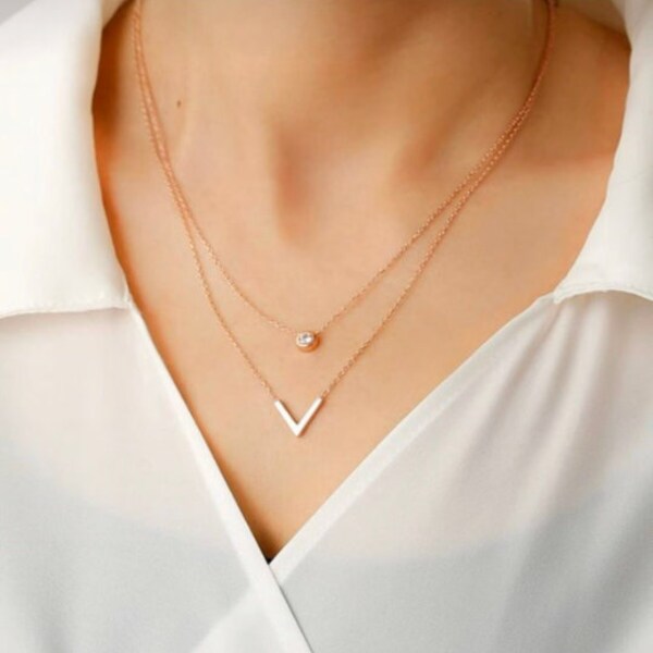 V Necklace - Etsy