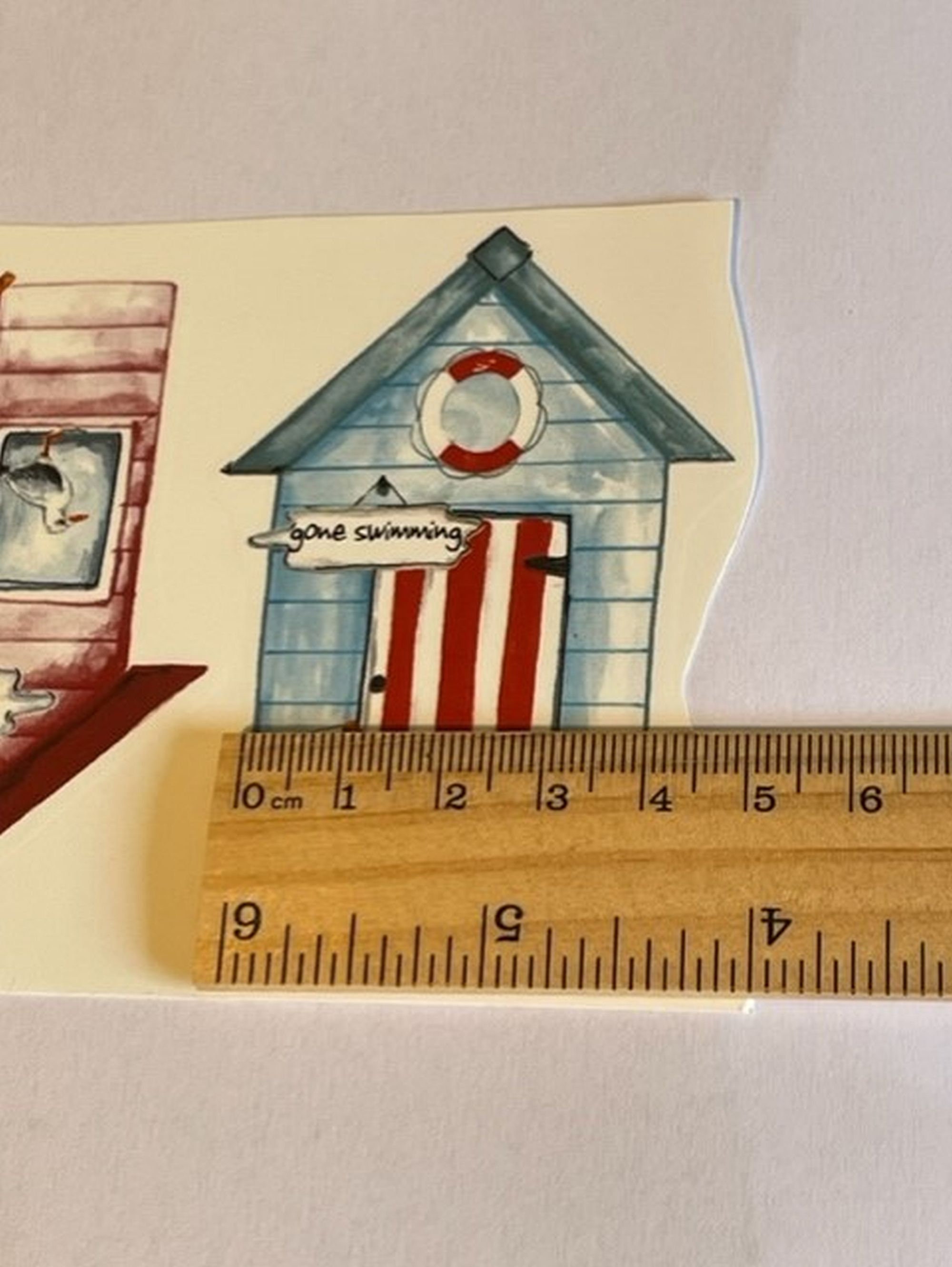Fused Glass or Ceramic Waterslide Decals Beach Hut or Deckchair in two ...