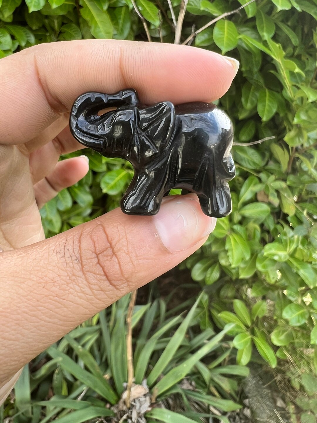 Black Obsidian Elephant Stone/crystal 1 Inch Figurine - Etsy