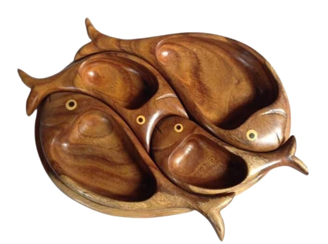 Fish Shaped, Wooden Plate Appetizers, Hand Carved Olive Wood Plates ...